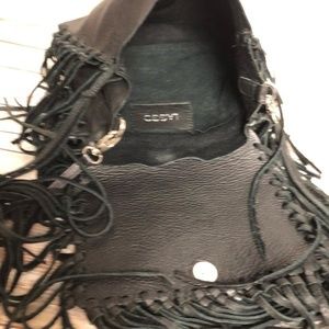 Laggo | Bags | Laggo Black Leather Fringes Flap Cross Body Bag | Poshmark